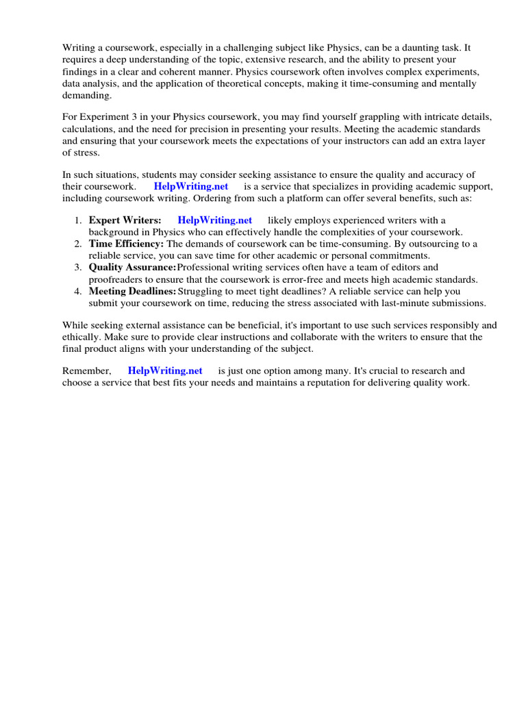 Physics Coursework Experiment 3 | PDF