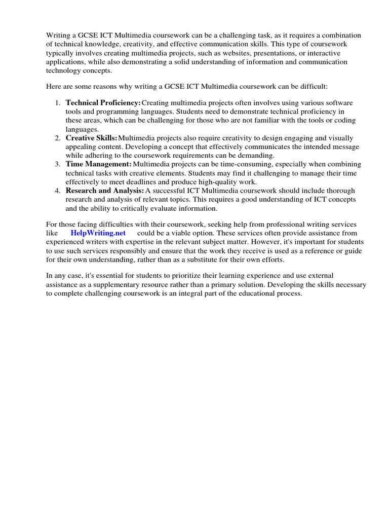 Gcse Ict Multimedia Coursework | Download Free PDF | Educational ...