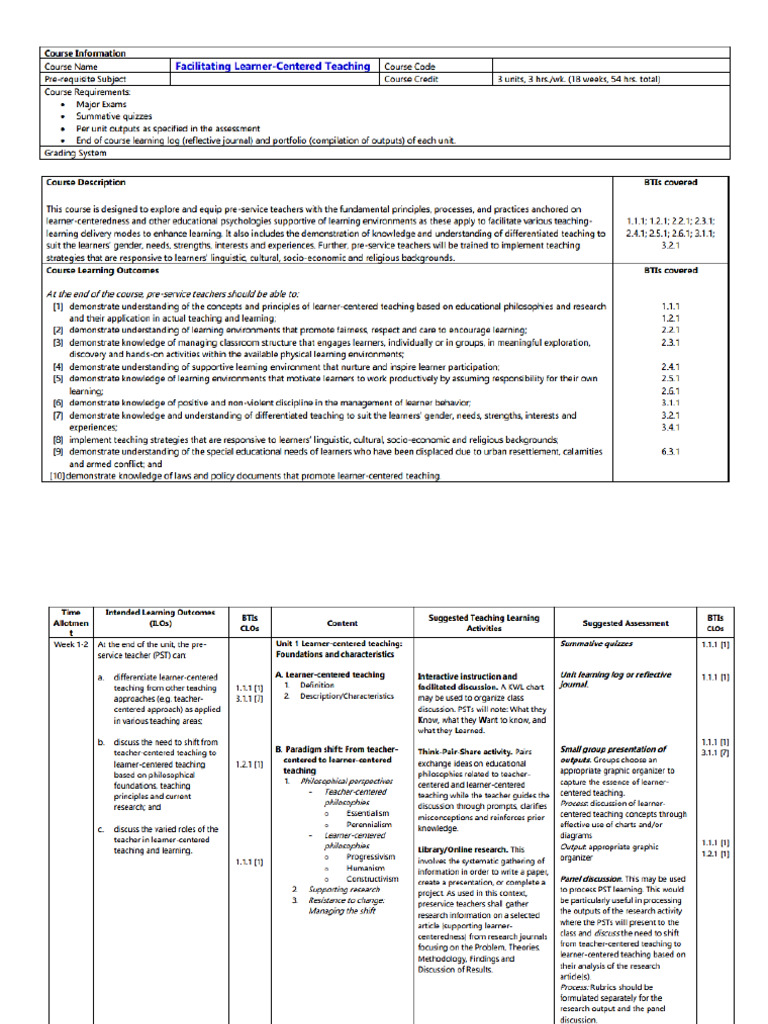 Facilitating Learner Centered Teaching | PDF