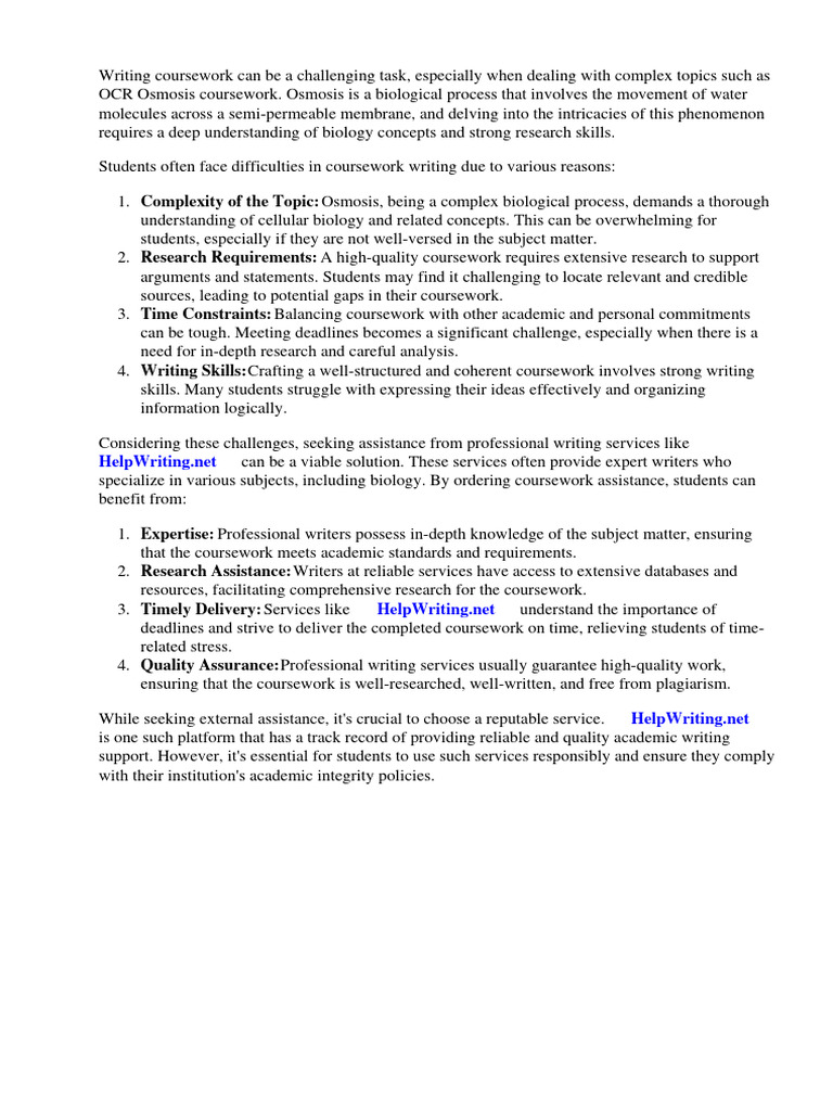 Ocr Osmosis Coursework | PDF | Osmosis | Water