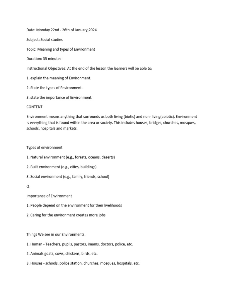 Lesson Notes Primary 2 | PDF | Teachers | Soil
