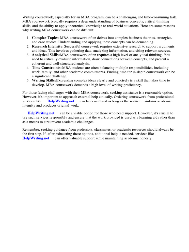 Example Mba Coursework | PDF | Master Of Business Administration ... Example Mba Coursework | PDF | Master Of Business Administration ...
