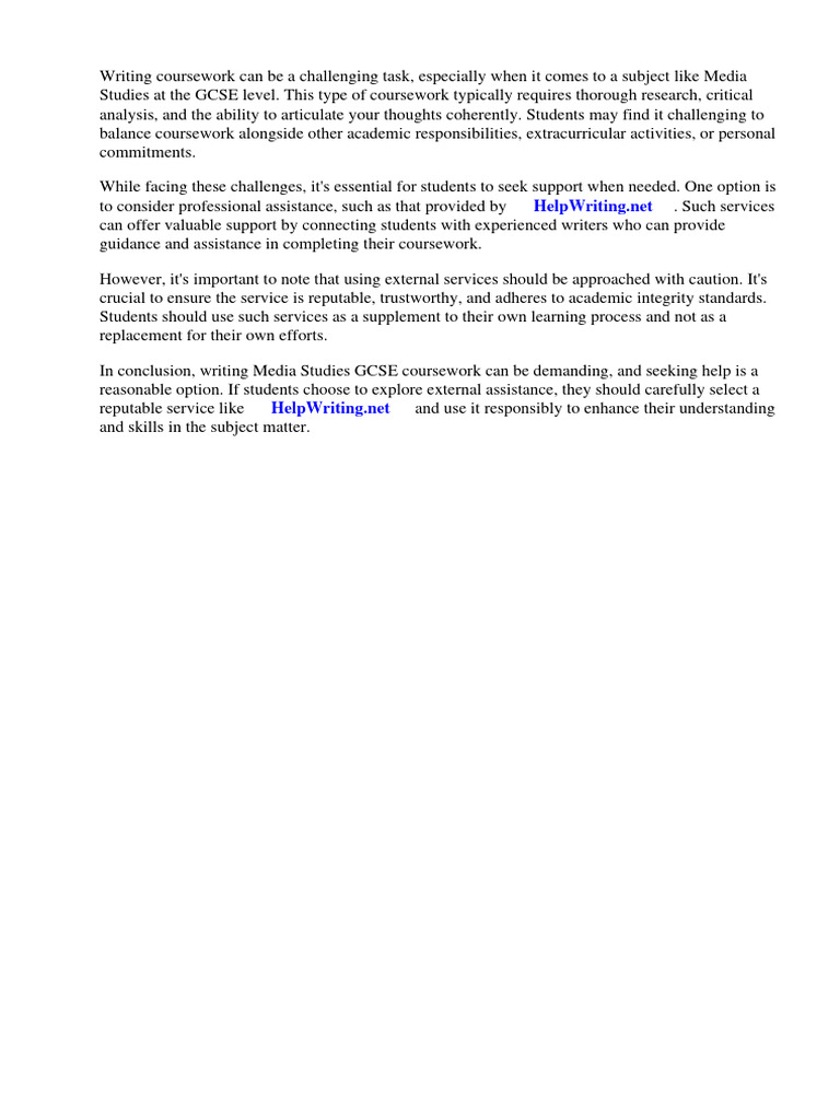 Media Studies Gcse Coursework Help | PDF