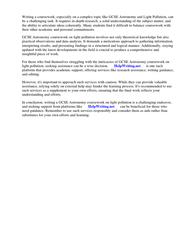Gcse Astronomy Coursework Light Pollution | PDF | Lighting | Astronomy