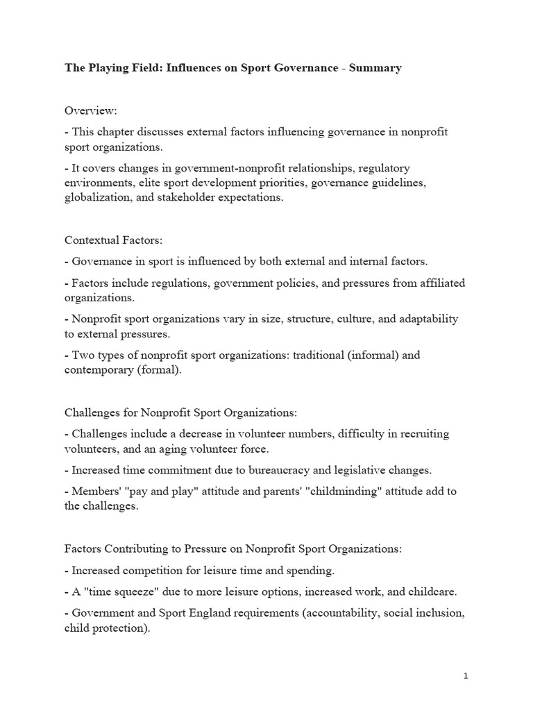 Elite Governance Guidelines for Sports | PDF | Governance | Nonprofit ...