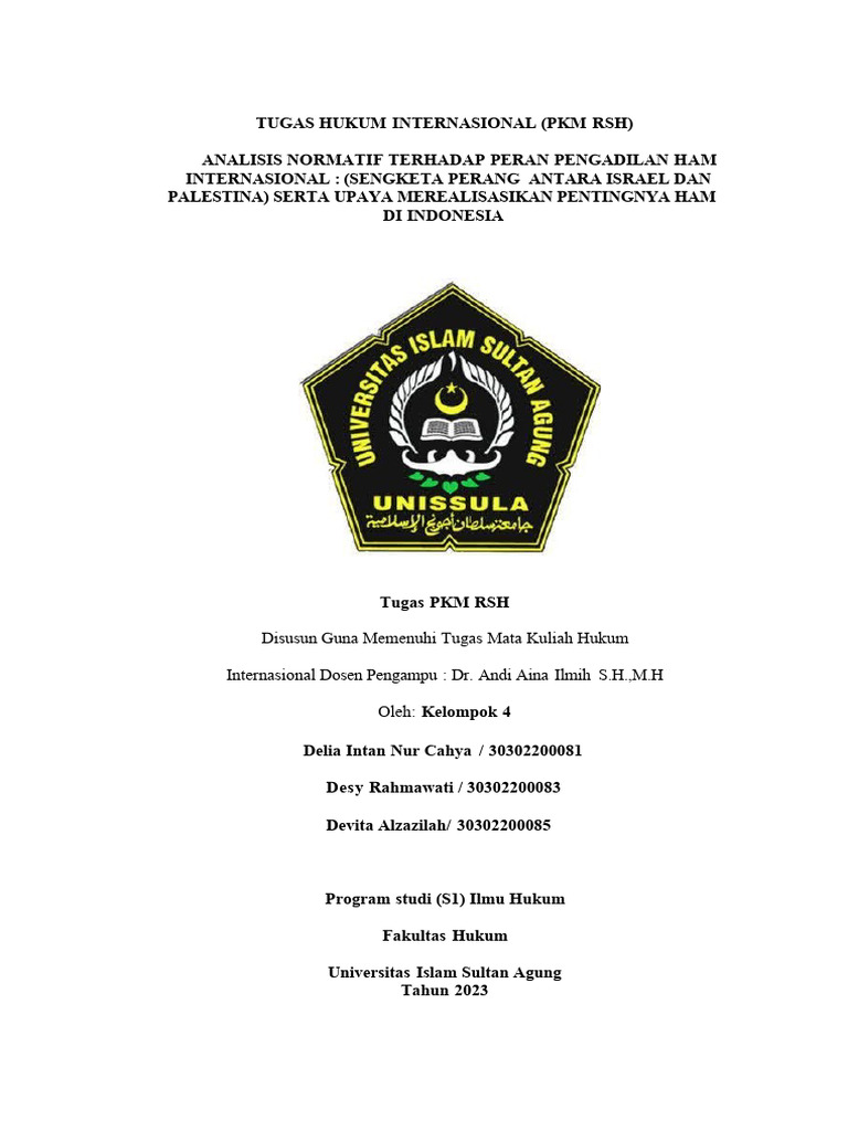 TUGAS HUKUM INTERNASIONAL PKM RSH KELOMPOK 4 Salinan | PDF