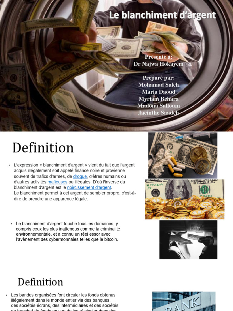 Définition du blanchiment d'argent | PDF | Blanchiment d'argent | Banques