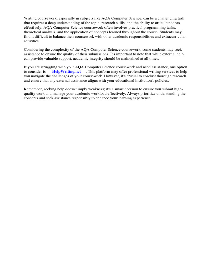 Aqa Computer Science Coursework Pdf Facebook Educational Technology
