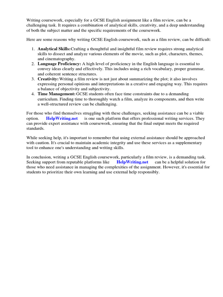 Gcse English Coursework Film Review | Download Free PDF | Creativity ...