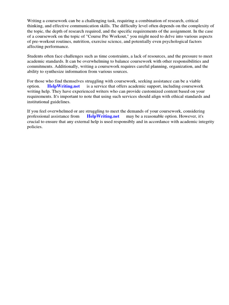 Course Pre Workout | PDF | Nutrition | Diet & Nutrition