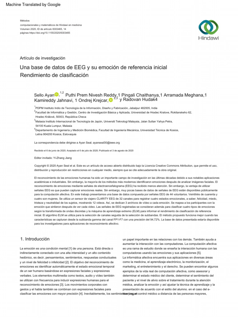 An EEG Database and Its Initial Benchmark Emotion Classification Ayan y ...