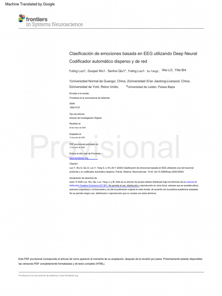 EEG Based Emotion Classification Usin Deep Neural Netword Yuling y Otros 2020 | PDF | Red ...