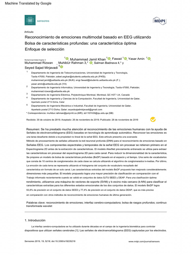 Eeg Based Multimodal Emotion Recognition Muhamad 2019 | PDF