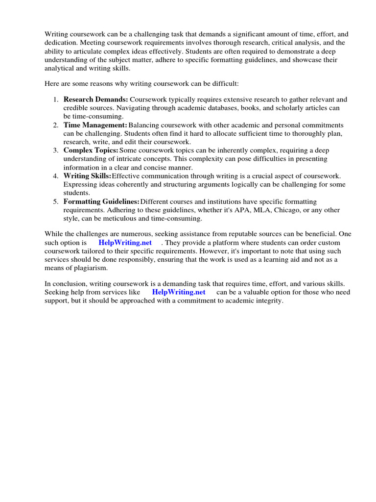 Coursework Requirements | PDF | Plagiarism | Learning