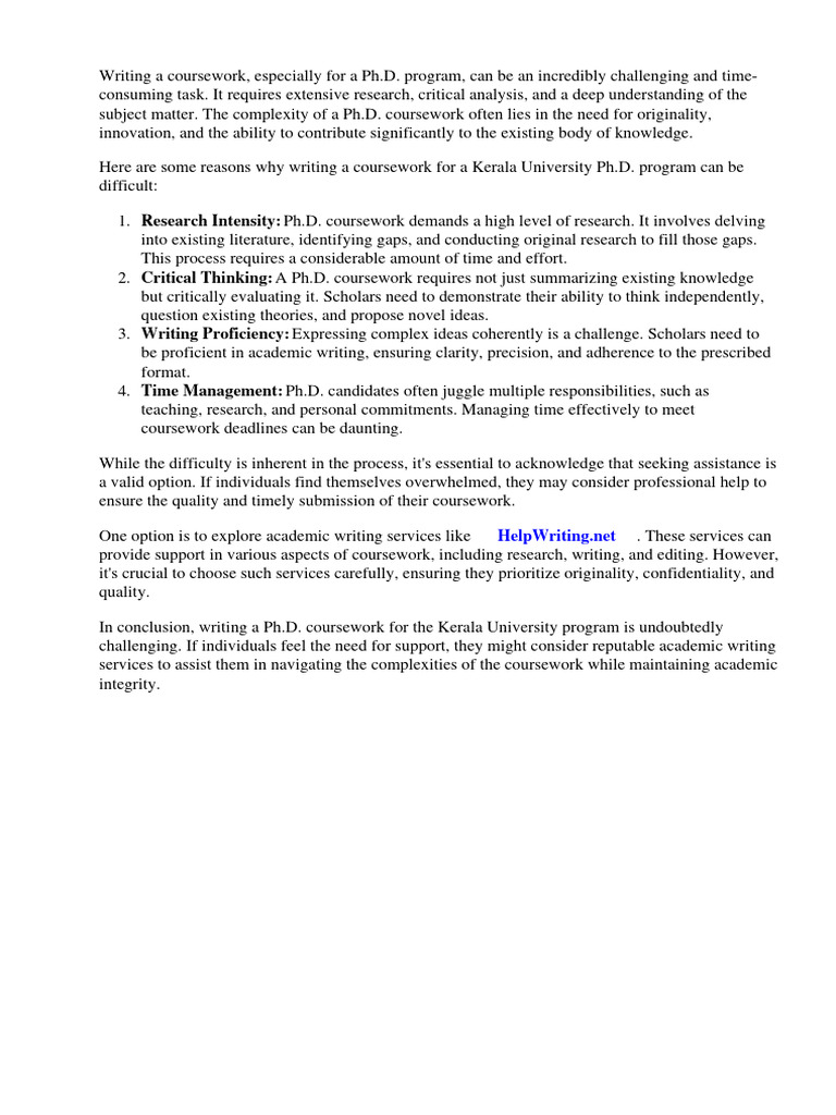 Kerala University PHD Course Work Exam Syllabus | PDF | Bachelor's ...