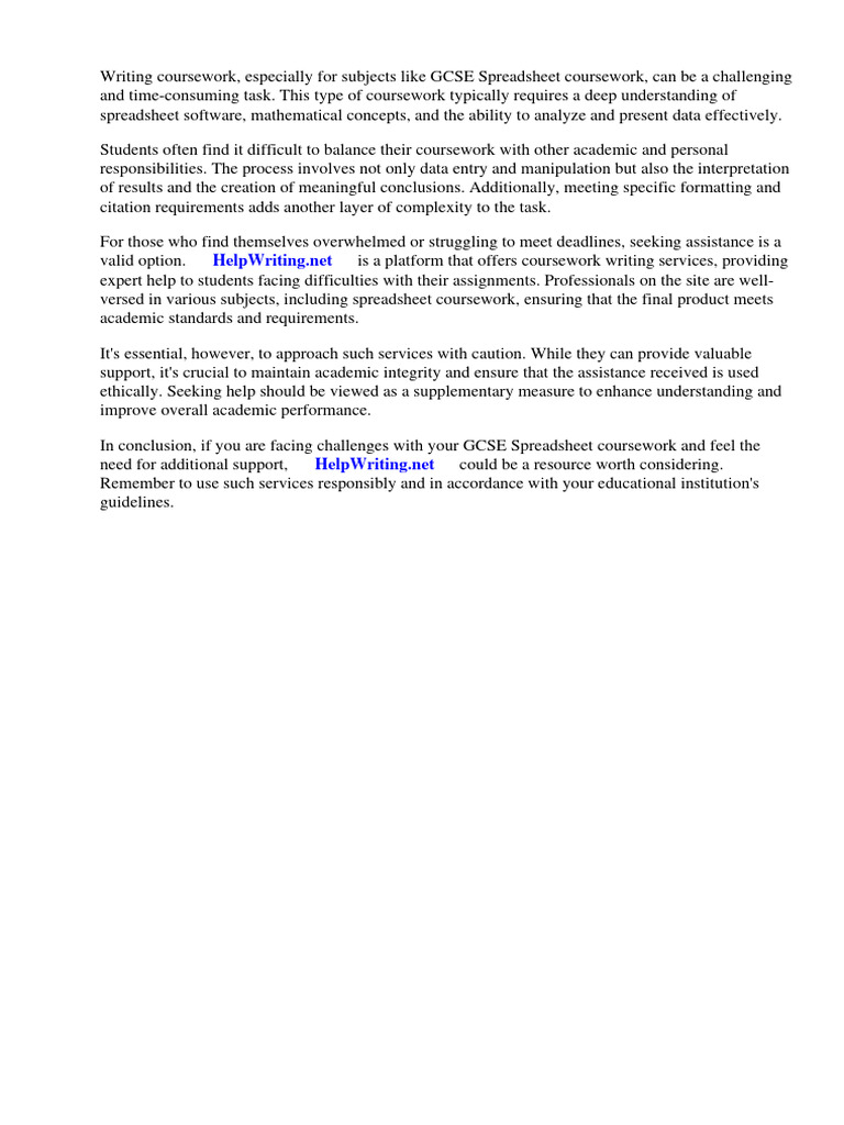 Gcse Spreadsheet Coursework | PDF | Spreadsheet | Password