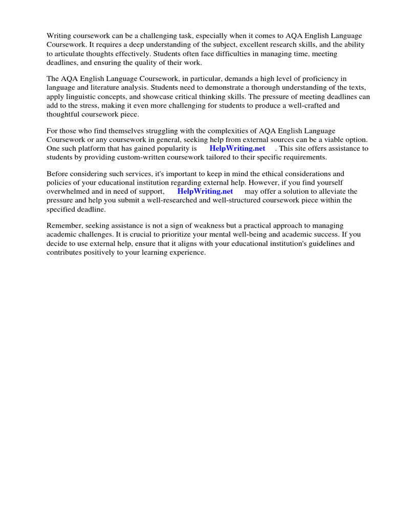 Aqa English Language Coursework Deadline Pdf Thought Linked In