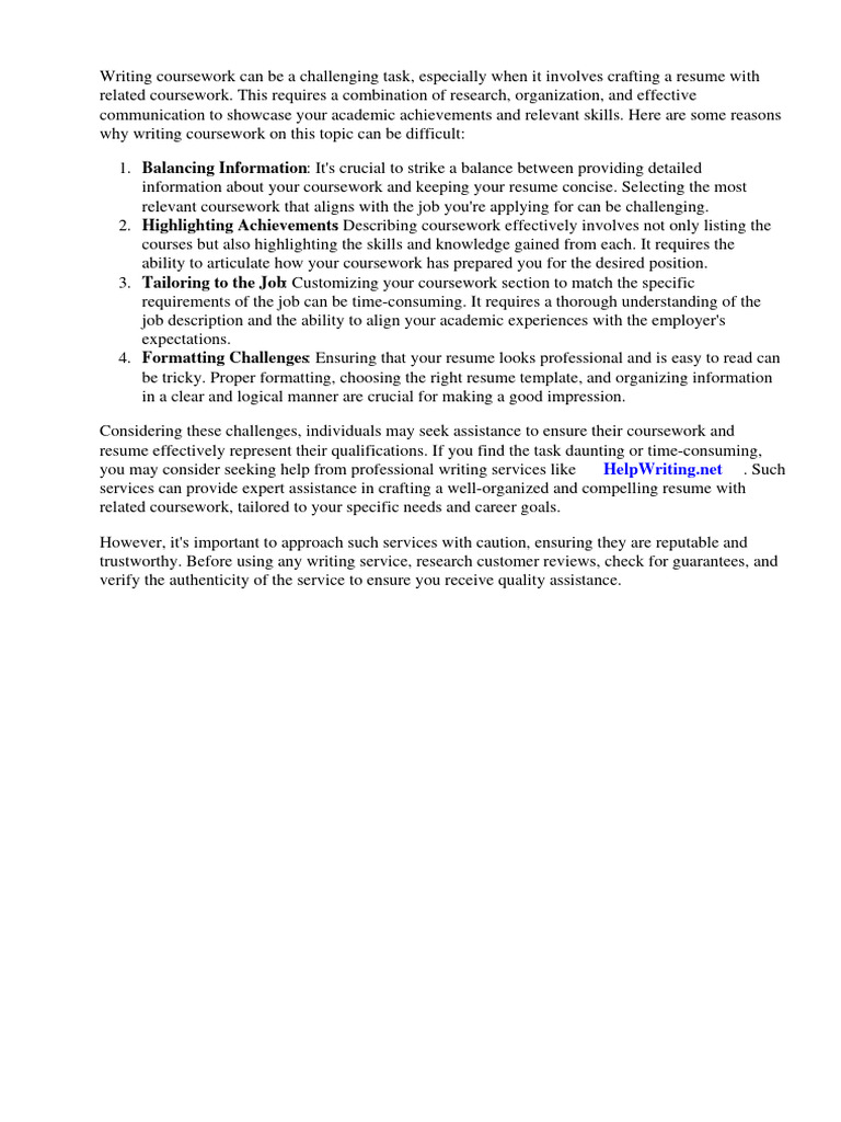 Resume With Related Coursework | PDF | Résumé | Recruitment