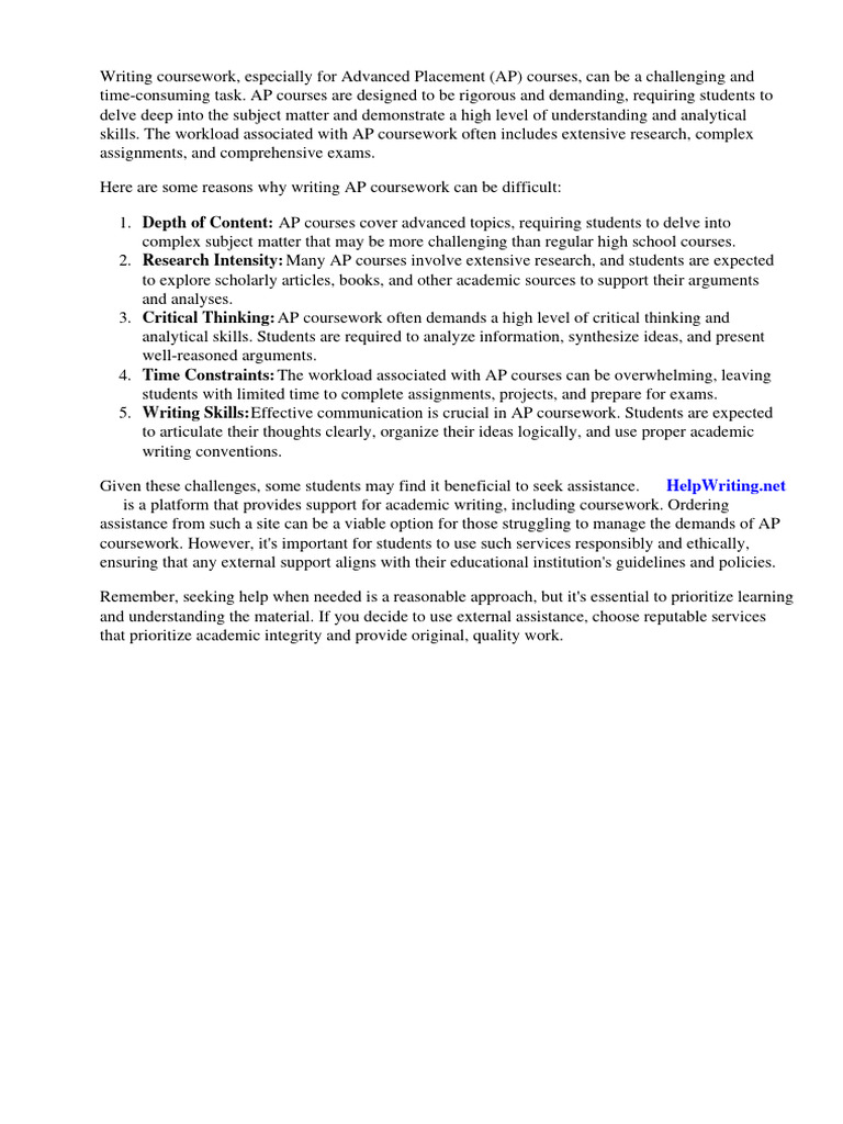 AP Course Workload | PDF | Advanced Placement | University And College ...
