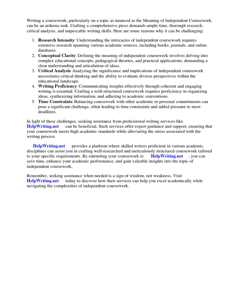 Meaning of Independent Coursework | PDF | Critical Thinking | Cognition