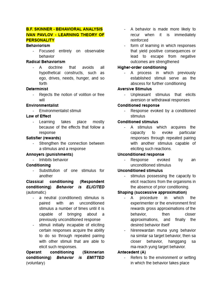 Theories of Personality Reviewer | PDF | Reinforcement | Classical ... Theories of Personality Reviewer | PDF | Reinforcement | Classical ...