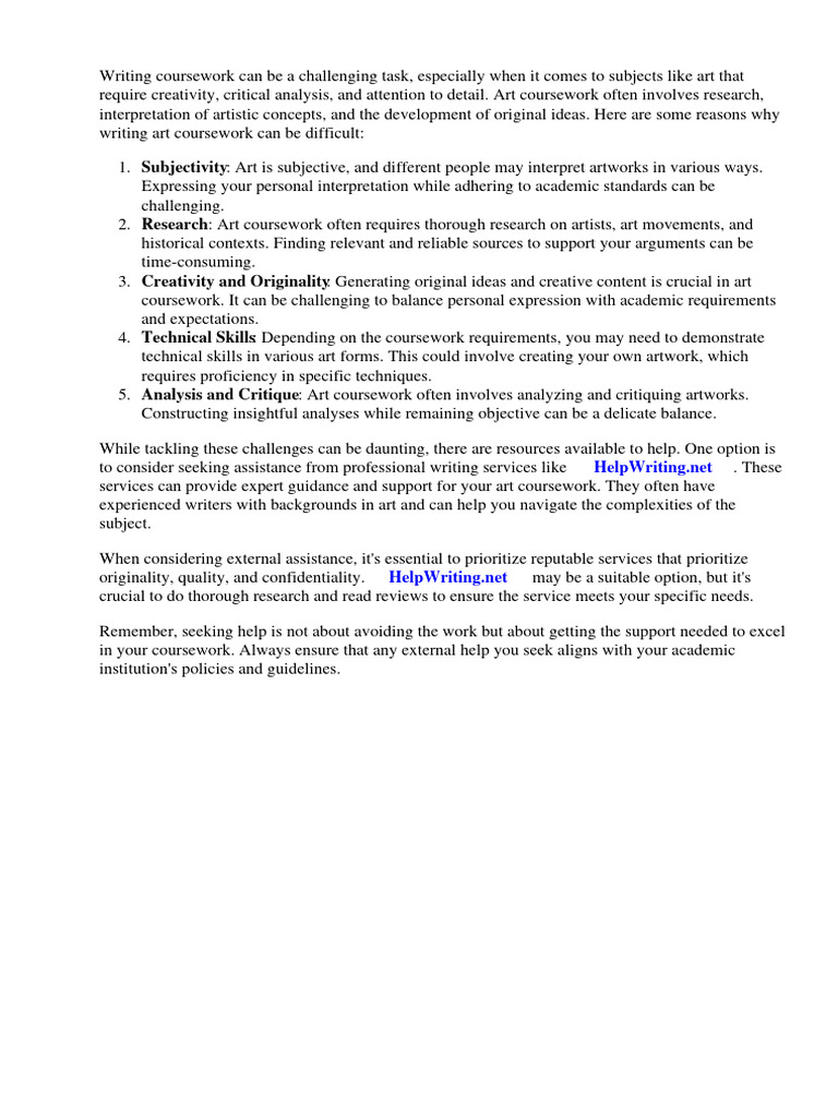 Art Coursework Help | PDF | Art