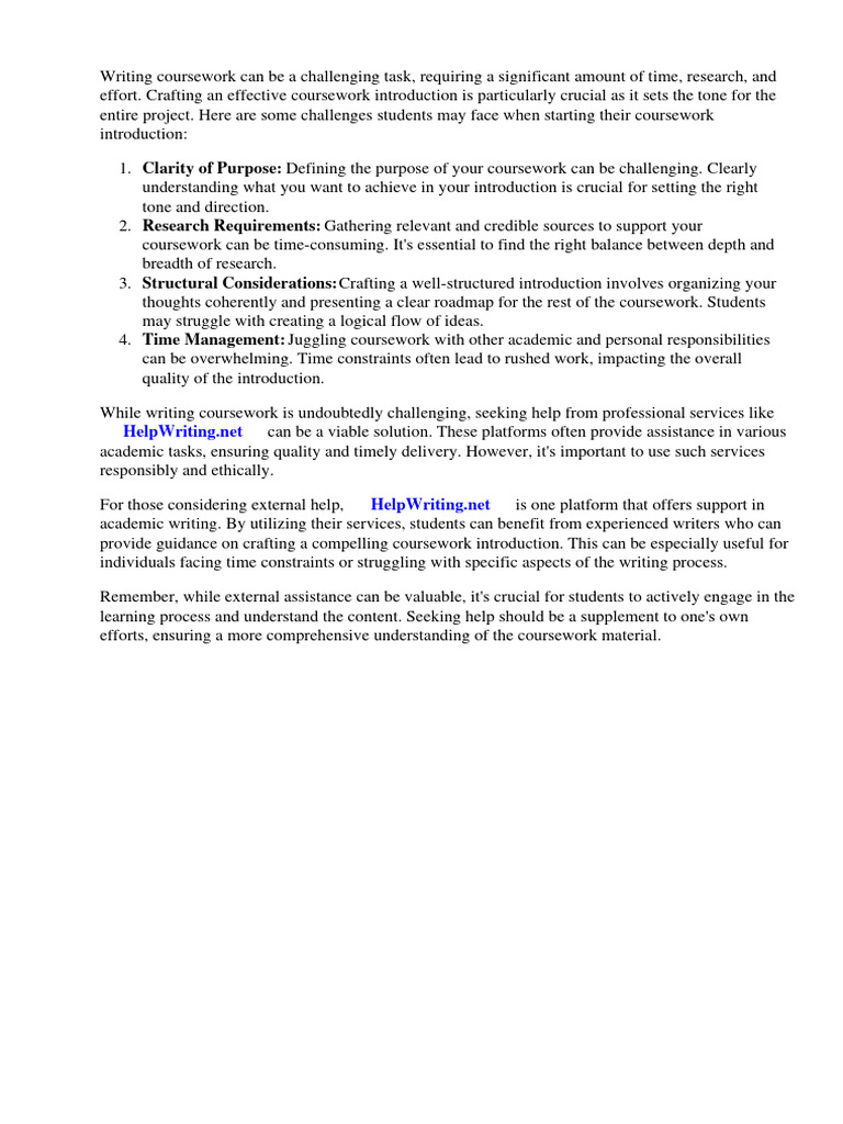 How To Start Coursework Introduction | Download Free PDF | Essays ...