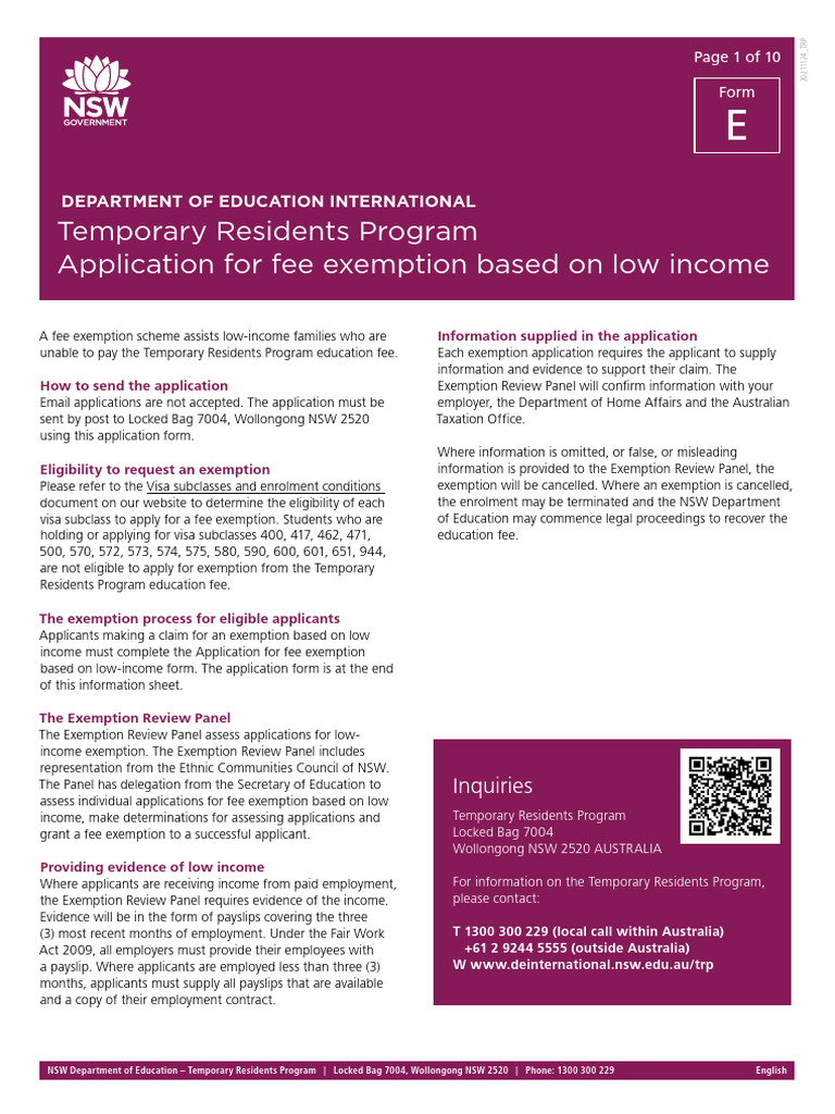 Application For Fee Exemption Based On Low Income | PDF