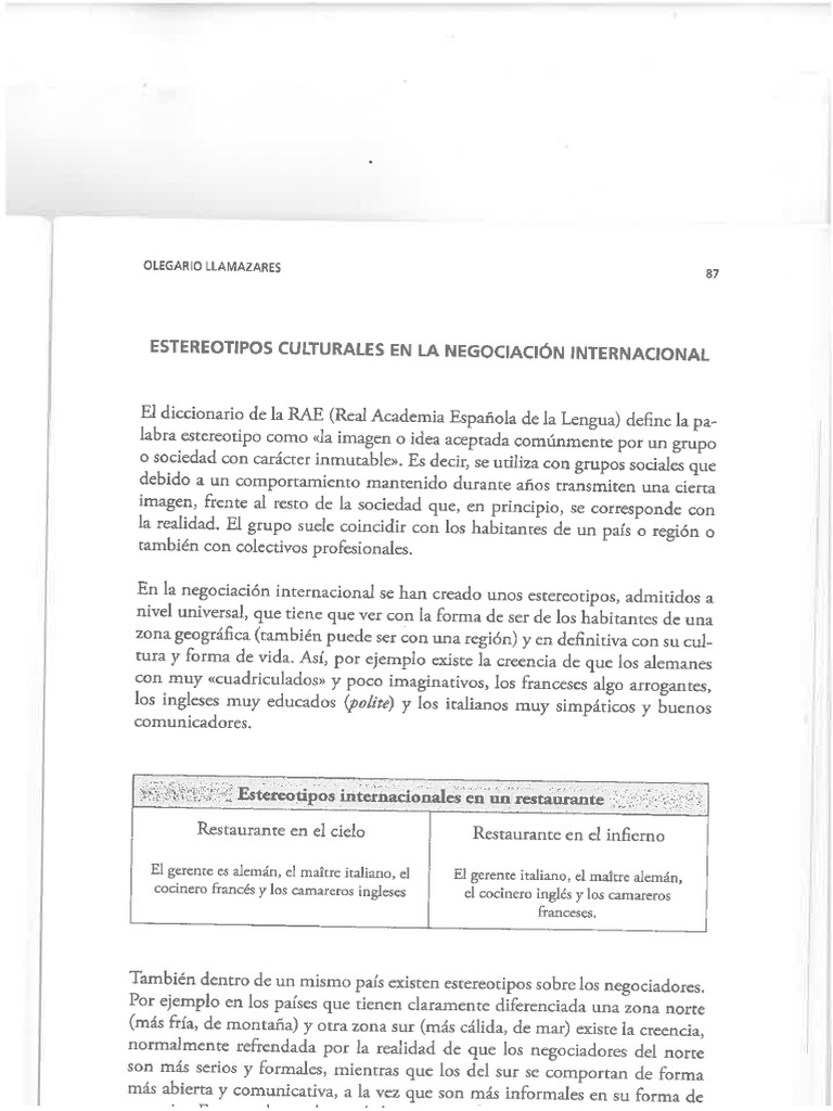 Estereotipos Culturales | PDF