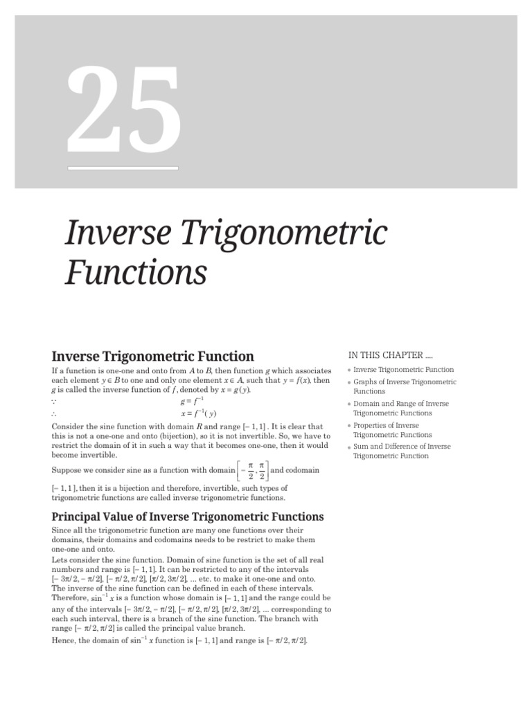 Inverse Trigonometric Functions | PDF | Function (Mathematics ...