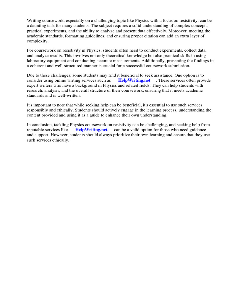 As Physics Coursework Resistivity | PDF | Electrical Resistance And Conductance | Experiment