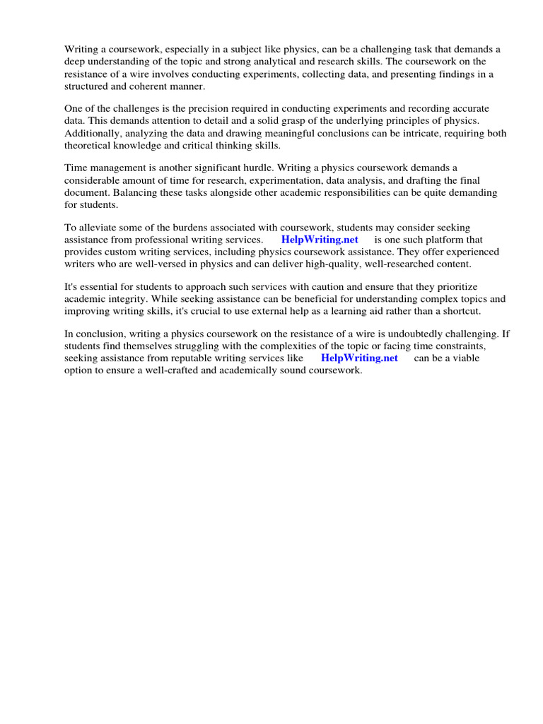 Physics Coursework Resistance of A Wire | PDF | Electrical Resistance ...