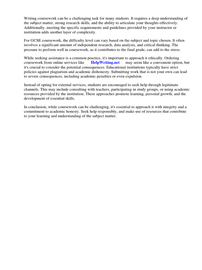 FT Gcse Coursework | PDF | Learning | Academic Dishonesty