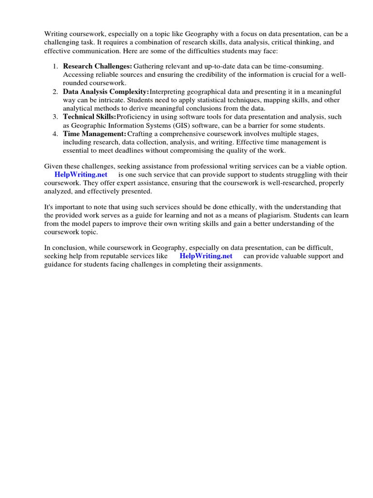 Geography Coursework Data Presentation | PDF | Geography | Data