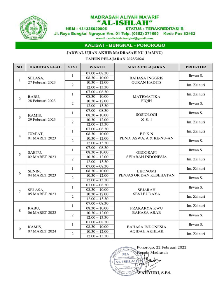 Jadwal Uamnu, Praktik, Am, Uam 2023-2024 - Revisi | PDF