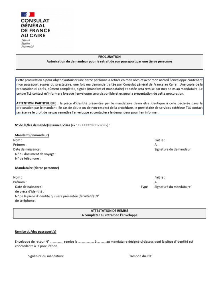 Procuration Pour Retrait Du Passeport | PDF