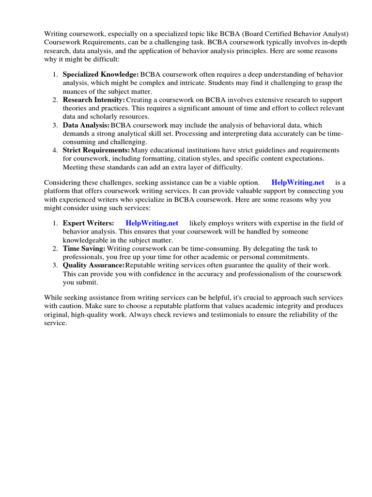 BCBA Coursework Challenges and Solutions | PDF | Behaviorism ...