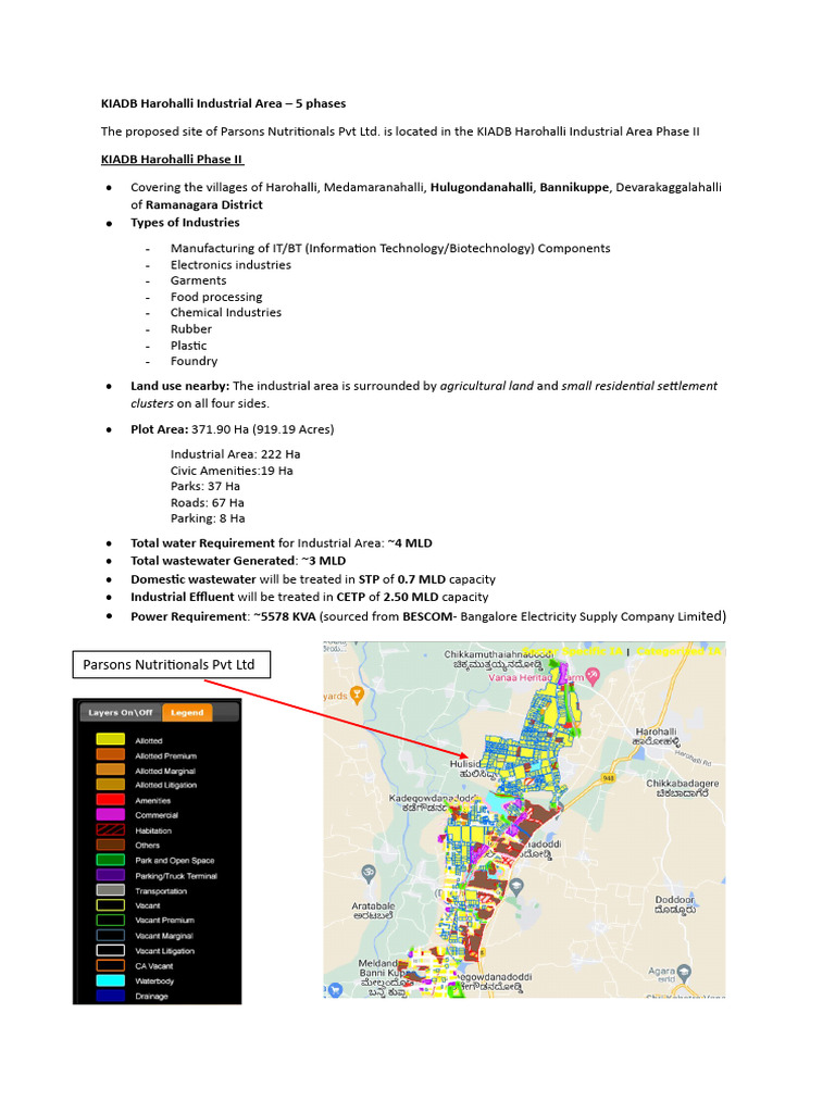 KIADB Harohalli Industrial Area 1 | PDF