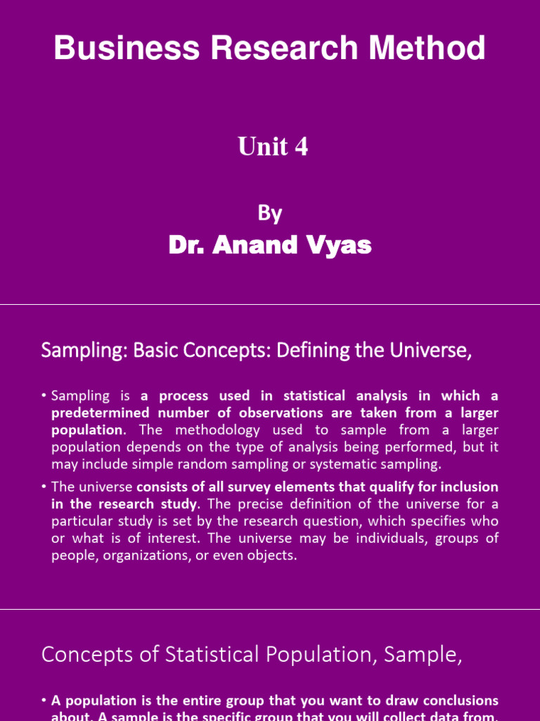 Business Research Method: Unit 4 | PDF | Sampling (Statistics) | Sample Size Determination