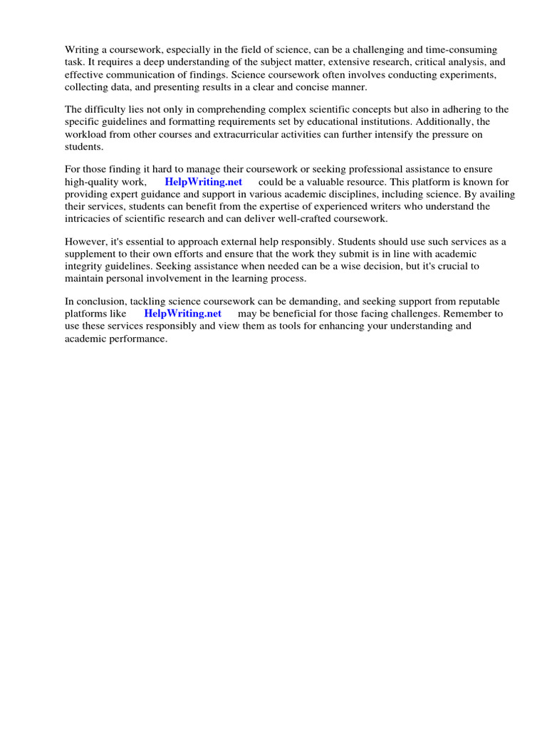 Science Coursework Research Example | PDF | Science | Expert