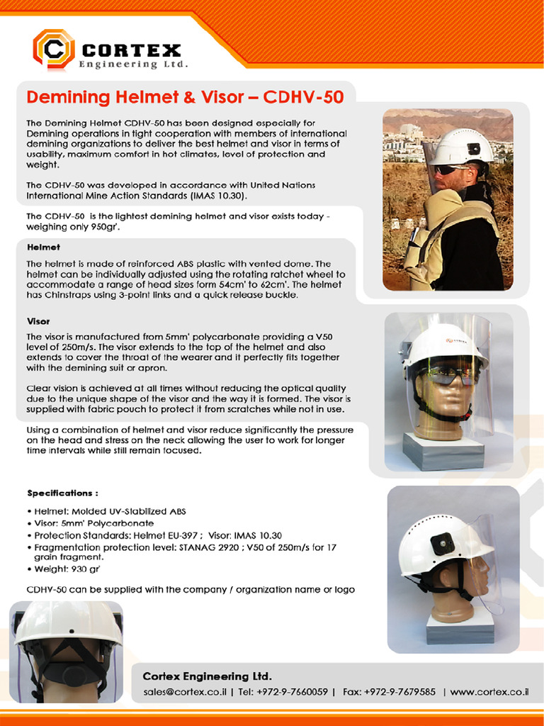 Demining Helmet and Visor CDHV-50 | PDF