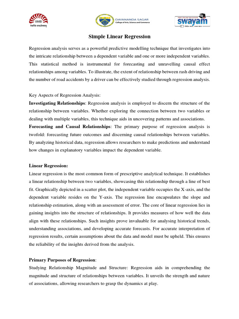 W6 - L4 - Simple Linear Regression | PDF | Coefficient Of Determination ...