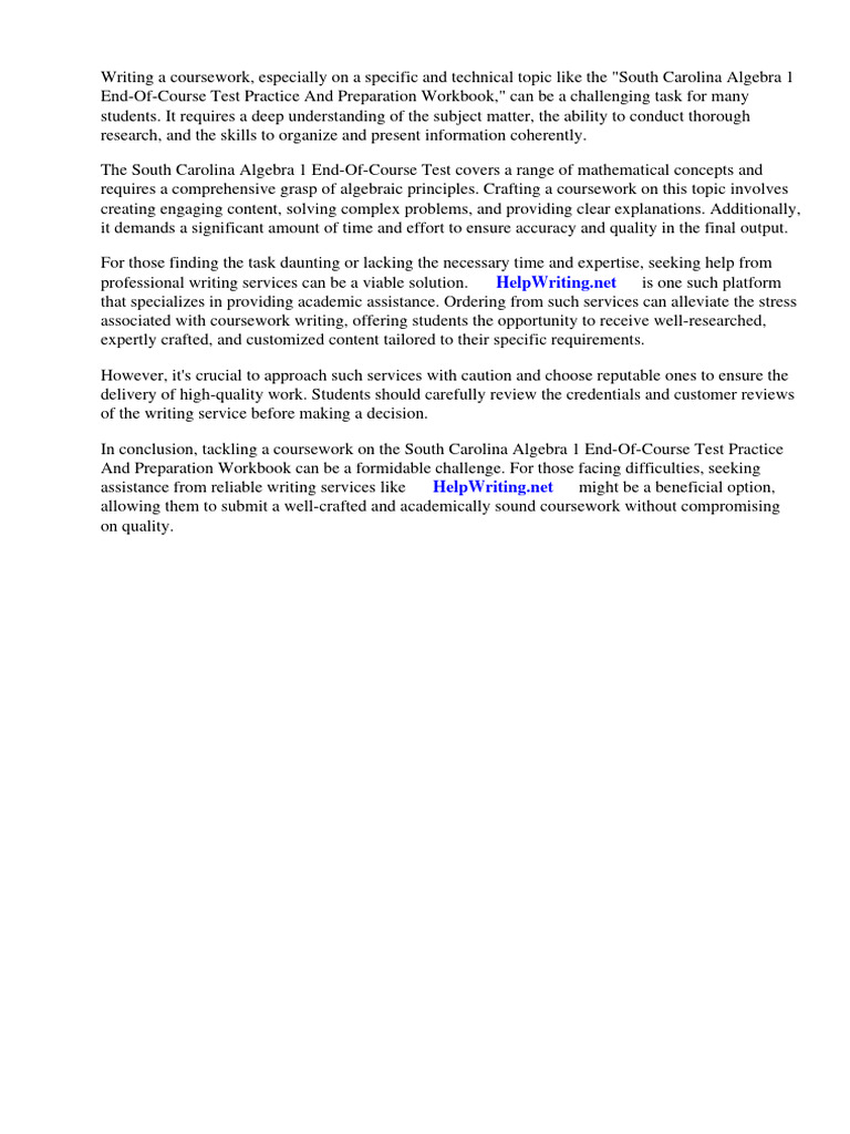 South Carolina Algebra 1 End-Of-course Test Practice and Preparation ...