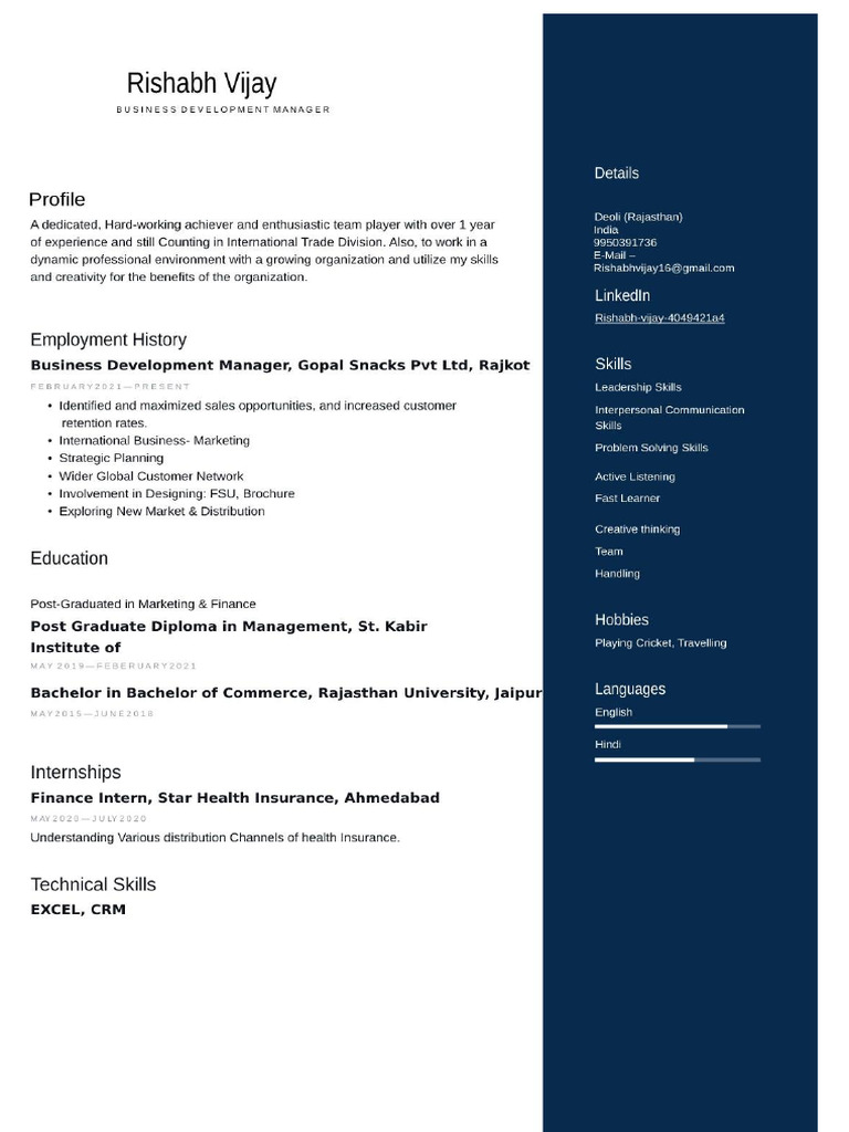 Rishabh - CV | PDF