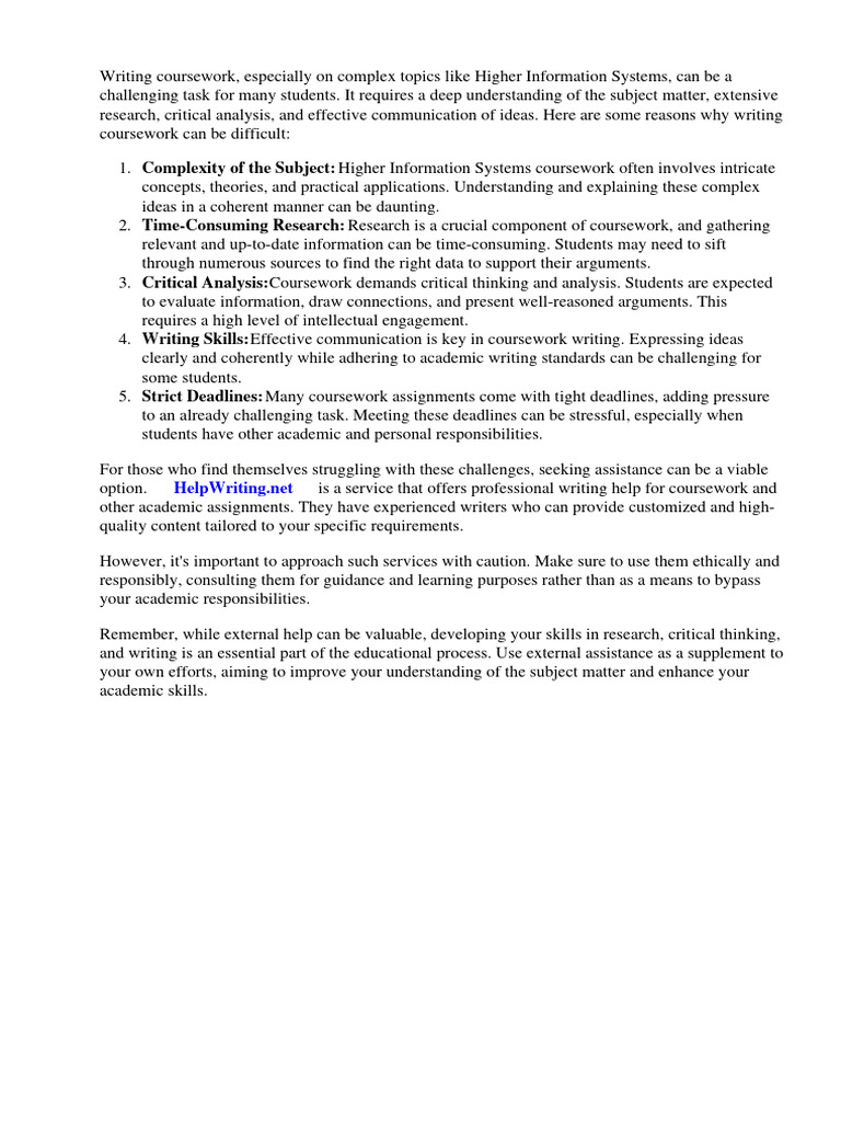 Higher Information Systems Coursework 2013 | PDF