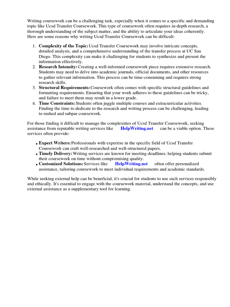Ucsd Transfer Coursework | PDF | Mentorship | University Of California