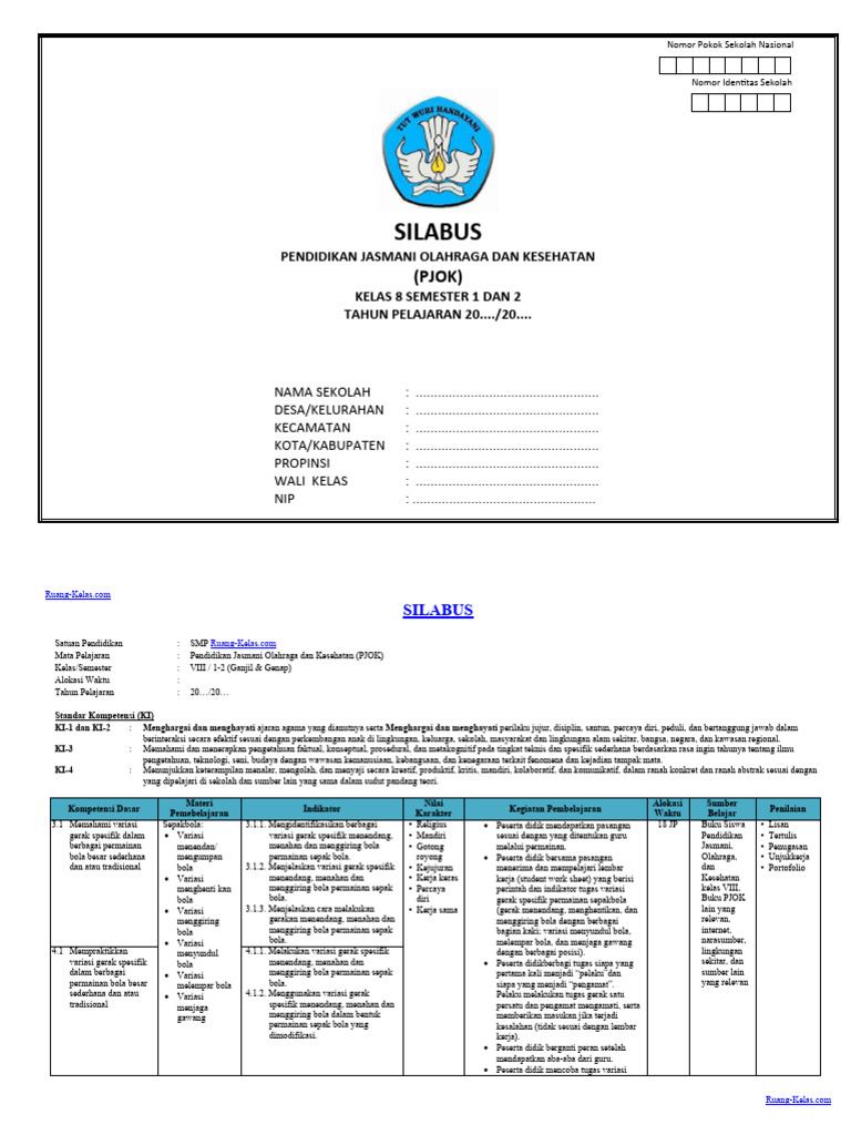 Silabus PJOK Kelas 8 | PDF