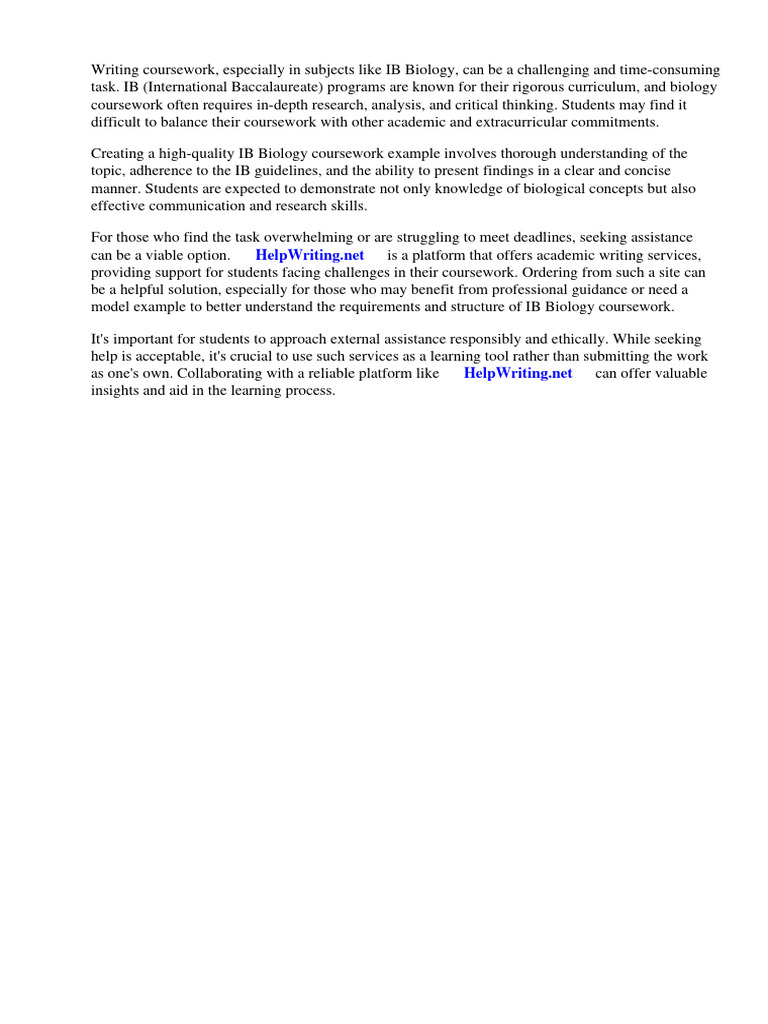 IB Biology Coursework Help | PDF | Translation (Biology) | Cell (Biology)