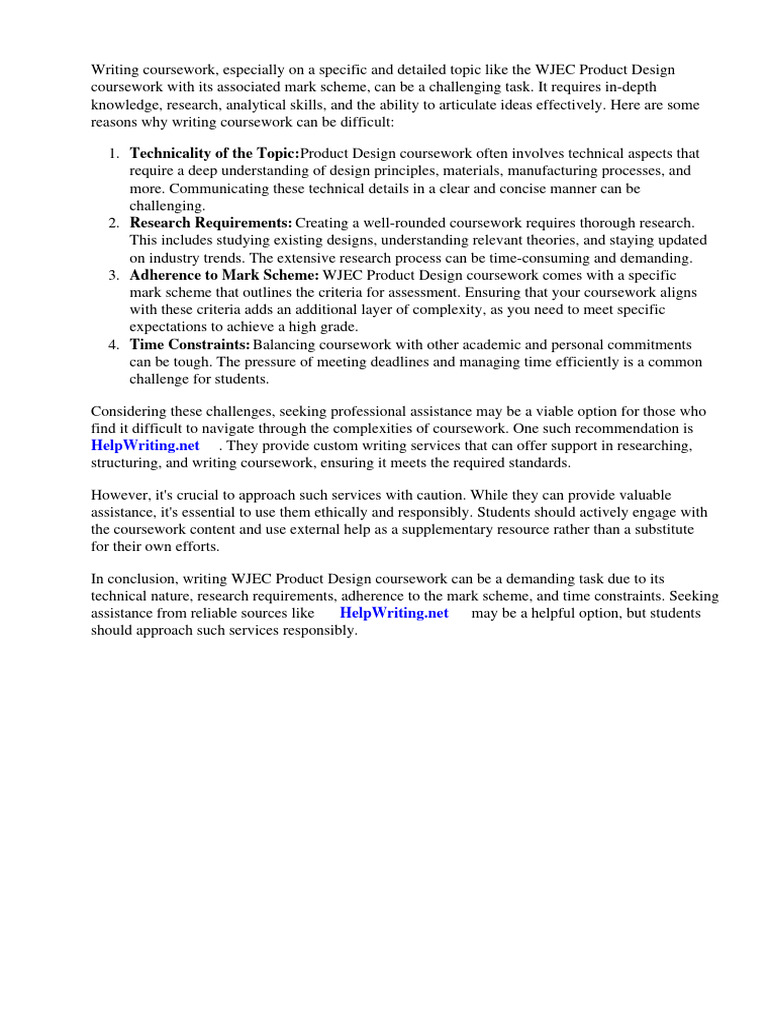 Wjec Product Design Coursework Mark Scheme | PDF | Specification ...