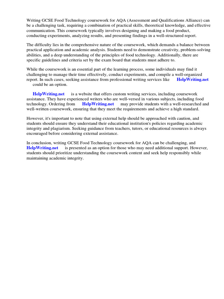 Gcse Food Technology Coursework Aqa | PDF | Facebook | Linked In